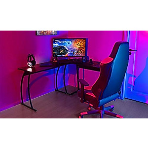 GreenForest L Shaped Gaming Desk 58.1 inch Home Corner Office Desk Writing Studying Computer Table PC Workstation for Home Office Bedroom, Black