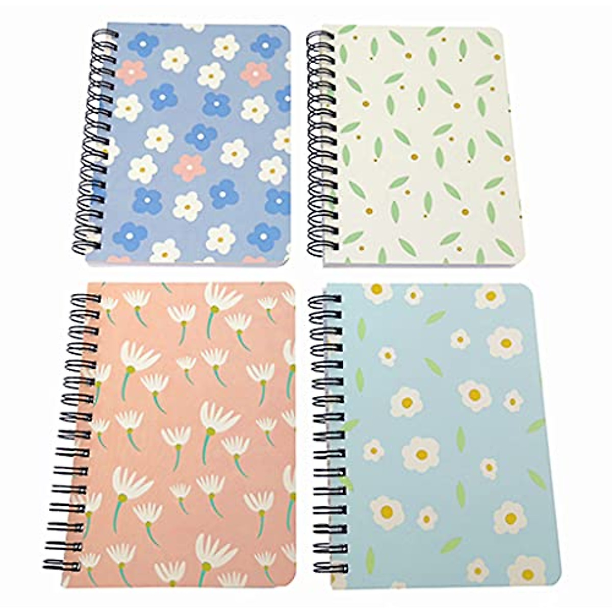 4 Pack A6 Spiral Notebook Journal,Wirebound Ruled Sketch Book Notepad Diary Memo Planner,A6 Size(5.7X4.1") & 80 Sheets (Flower B)