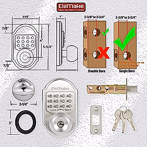 Bravex Keyless Entry Keypad Deadbolt Door Lock 304 Stainless Steel Sabbath Lock 100% Mechanical Shabbos Lock- No Risk of Low Power