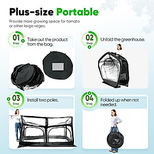 Quictent Greenhouse for Outdoors, Mini Quic-Setup Portable Flower Garden Plant Kit Outside, Heavy Duty Fiberglass Pop-up Frame and Durable Cover W/ Screen Window, 8.2x4.1x4.4 FT, Black