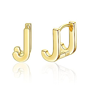 Initial Stud Earrings for Women - J Stud Earrings for Women Trendy - Gold Plated Dainty Letter Earrings Hypoallergenic Rose Gold Earrings