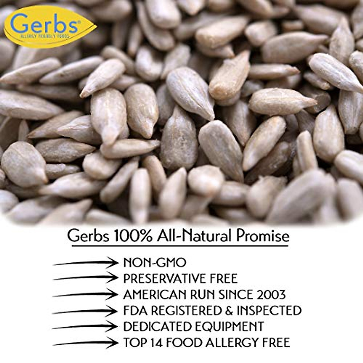 Unsalted Sunflower Seed Kernels by Gerbs – 2 LBS - Top 11 Food Allergen Free & Non GMO - Premium Dry Roasted Shelled Sunflower Seeds – COG USA
