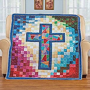 Collections Etc Colorful Geometric Cross Quilted Throw Blanket