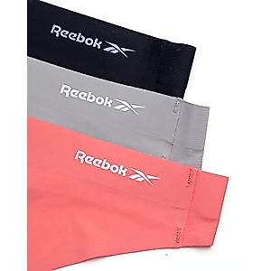 Reebok Women?s Underwear ? Stretch Performance Thong (3 Pack), Size Medium, Coral/Grey/Black