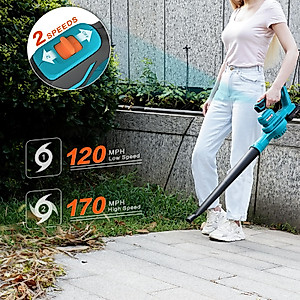 Berserker 20V Lightweight Leaf Blower Cordless 2.0Ah Battery Operated and Fast Charger Included,2 Speeds 150CFM 170MPH Portable Rechargeable Patio Blower for Small Lawn Care,Sidewalk Dust Cleaning