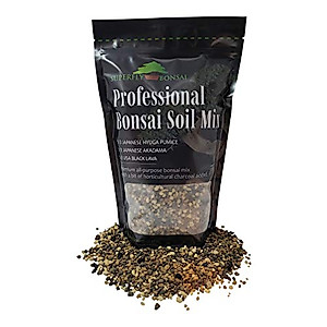 Bonsai Soil Mix - Premium Professional, All Purpose, Sifted and Ready to Use Tree Potting Blend in Easy Zip Bag - Akadama, Black Lava, Pumice & Charcoal (1.25 Quart)