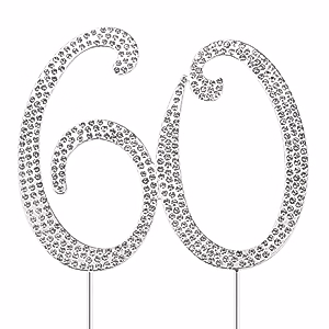 NUOBESTY Christmas Decor Wedding Decor Wedding Decor Wedding Decor 60, Glitter Crystal Rhinestones Insert Number 60 Sparkly Cake Decorations for 60th Birthday Anniversary Party Supplies Wedding Decor