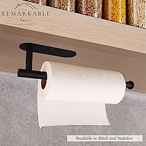 Remarkable Home Paper Towel Holder - Self-Adhesive Or Screw Mounted for Under Cabinet Or Wall, Great for Kitchen, RV, Bathroom and Garage (Black)