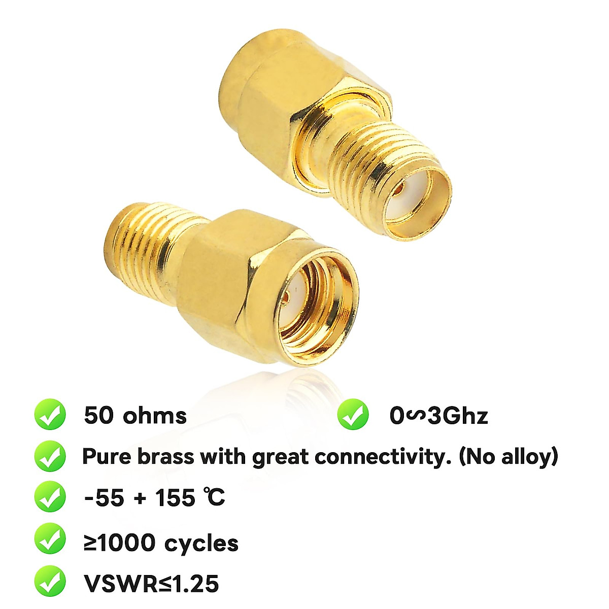 Boobrie SMA RF Coaxial Coax Adapter SMA Female (No Pin) to RP-SMA Male (No Pin) Antennas Connector for WiFi Antenna,FPV Drone Security Camera,Signal Booster,LTE Router 2-Pack