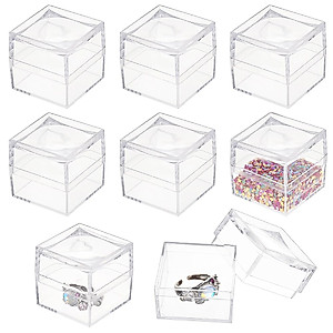 BENECREAT 10pcs 1.57x1.57 Inch Magnifier Box, Clear Square Magnifier Case Acrylic Display Box for Jewellery Display, Insect Observation, Crafting