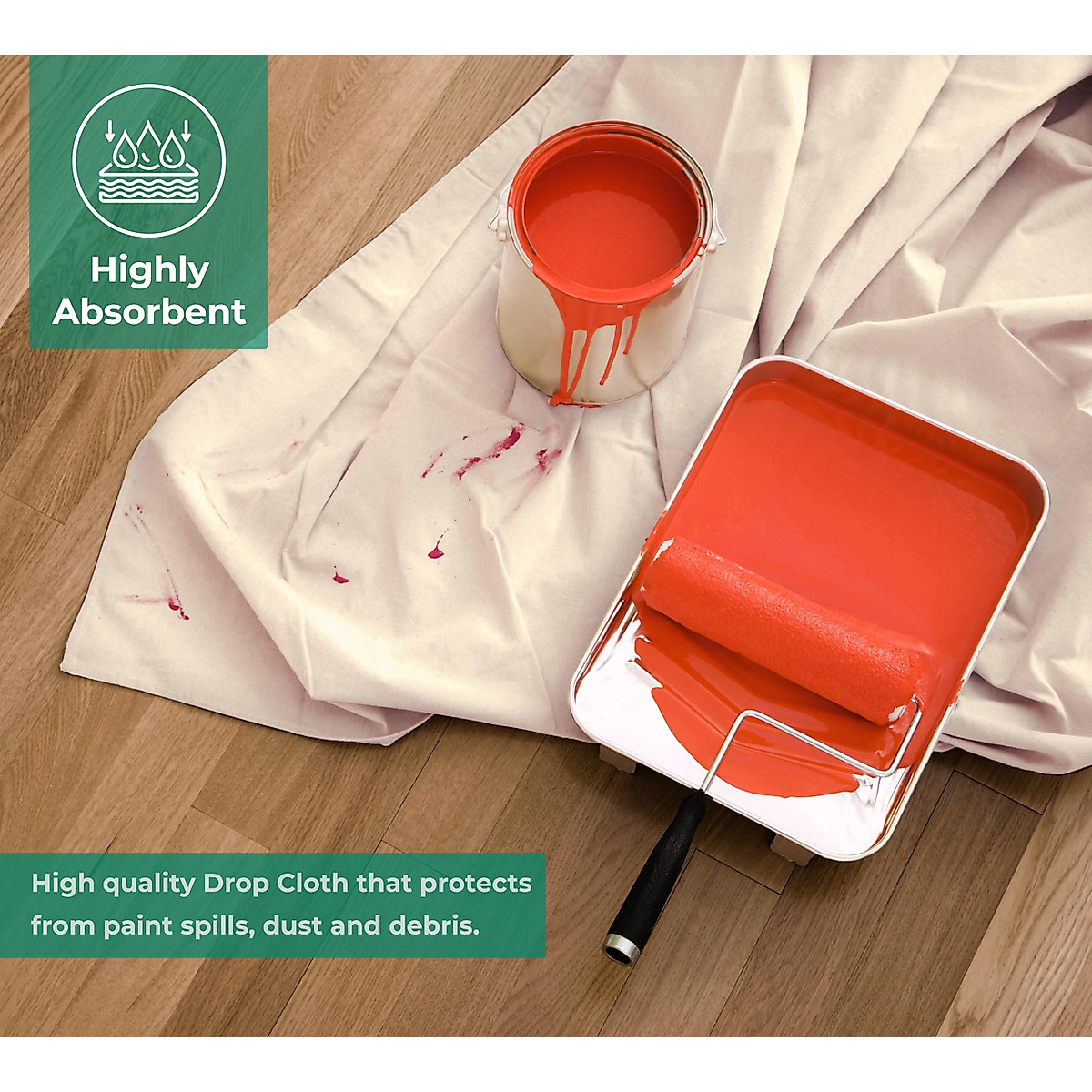 Avalon Home Canvas Drop Cloth 4x5 ft Pack of 1-8oz Painters Drop Cloth for Painting - Canvas Tarps for Floor & Furniture Protection - All Purpose Canvas Fabric Painting Drop Cloths