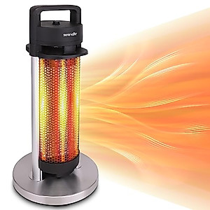 SereneLife Infrared Patio Heater, Electric Patio Heater for Indoor/Outdoor Use, Portable Heater with Remote Control, 900 W, for Restaurant, Patio, Backyard, Garage, Decks (Black)