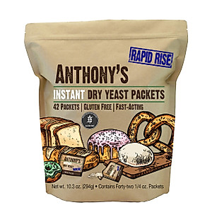 Anthony's Instant Dry Yeast Packets, Contains 42 Individual Packets, Gluten Free