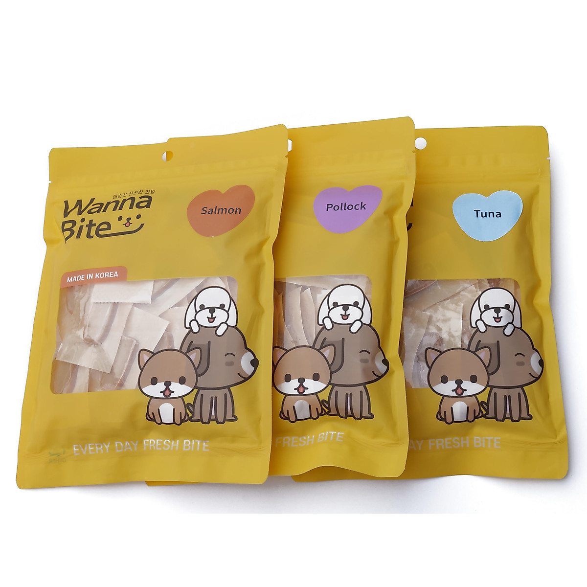 WannaBite Chicken Jerkey, All Natural Dog Treats, Healthy Cat and Dog Chews, Tuna Salmon Pollock Flavors, Human Grade, Grain-Free & No Artificial Color & Flavor, 7.9 OZ, 30 Packs (Tuna)