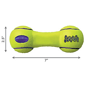 KONG - AirDog® Squeaker Dumbbell - Squeaky Bounce and Fetch Toy, Tennis Ball Material - For Medium Dogs