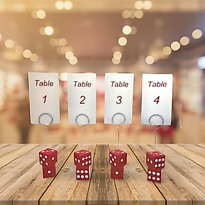 Bunco Table Number Stands with Table Numbers 1-4. Perfect for any Bunco or Casino Themed Party Party. Heavy Red Acrylic Dice Table Number Stands with Premium Gloss Finish. Bunco Supplies.