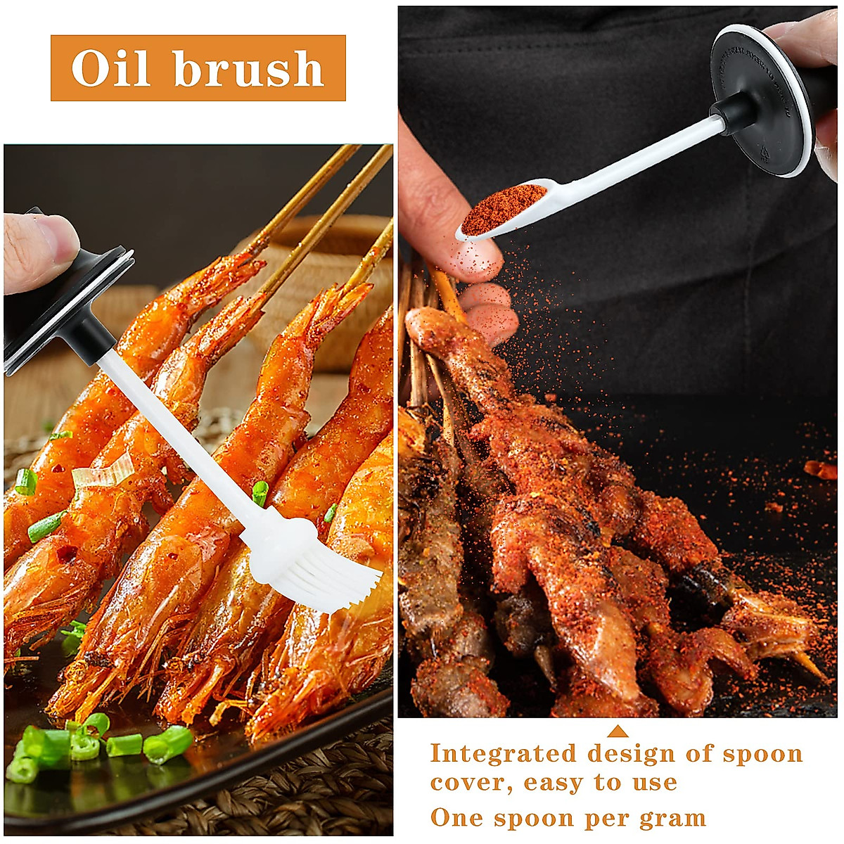 Supkiir 4Pcs Spice Containers Glass, 8 oz Kitchen Spice Glass Bottle, Condiment Jars with Brush and Spoon Transparent Storage Container for Spices Sugar Grains Moisture-Proof Seasoning Jars