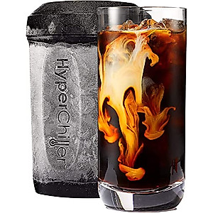 HyperChiller HC2 Patented Iced Coffee/Beverage Cooler, NEW, IMPROVED,STRONGER AND MORE DURABLE! Ready in One Minute, Reusable for Iced Tea, Wine, Spirits, Alcohol, Juice, 12.5 Oz, Black