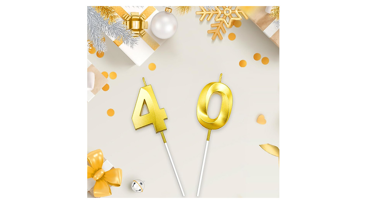 Sparkling 40th Birthday Candles & Decorations