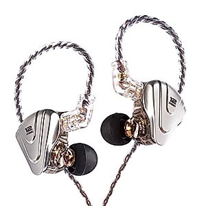 Kinboofi KZ ZSX in Ear Headphone Monitor, Hybrid HiFi Earphone with 5BA 1DD 6 Drivers, KZ Earbuds with Detachable 2 Pin Cable for Church Band Musician Singer(Black No Mic)