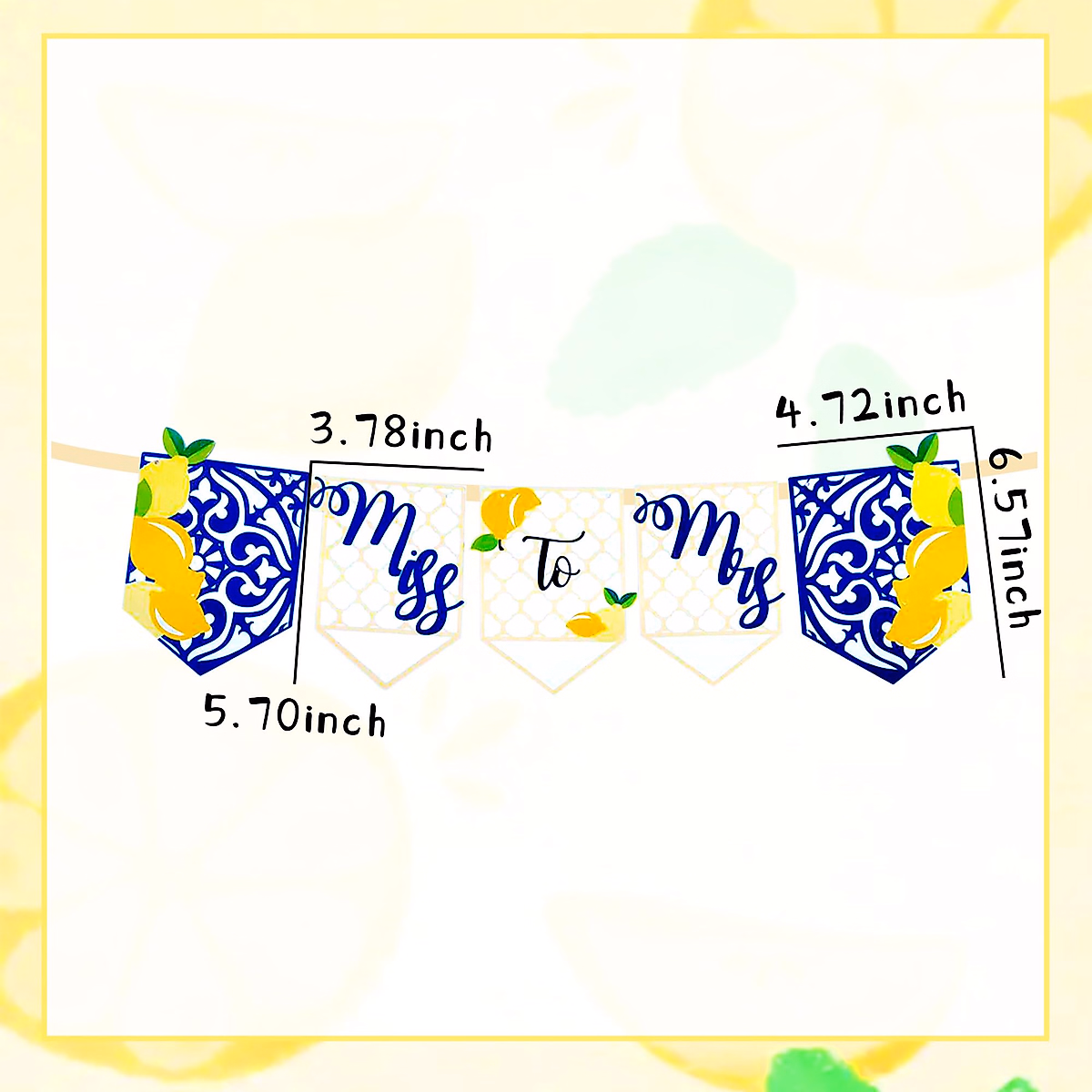 Lemon Bridal Shower Decorations Miss to Mrs Sign Capri Lemon Engagement Banner Blue Tiles Lemon Bride to Be Banner Fruit Lemon Bachelorette Party Decorations