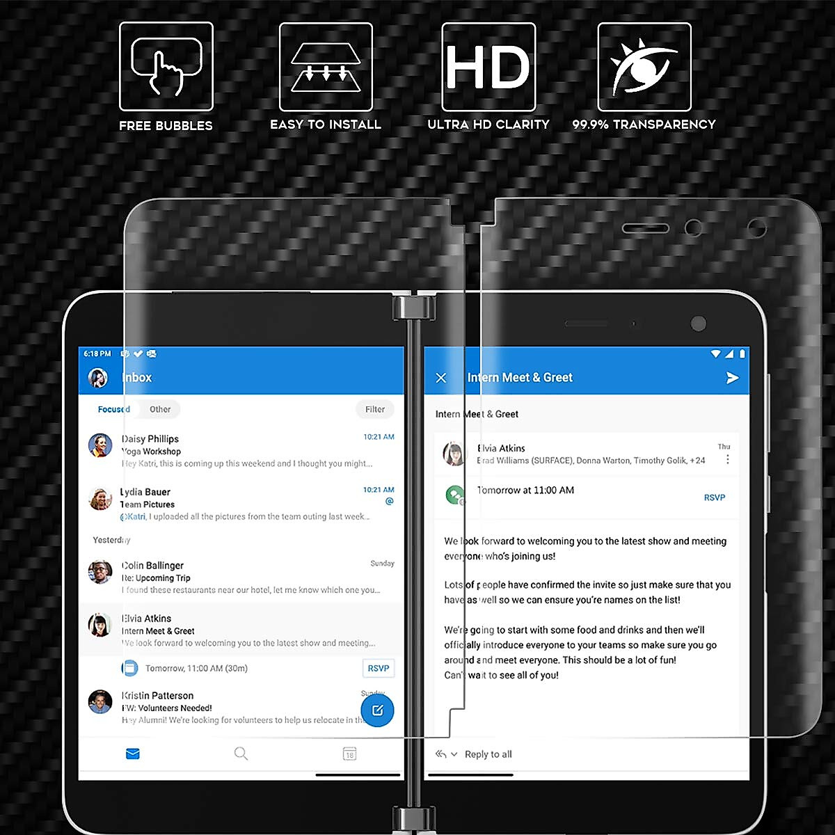 (3 Pack) Orzero Compatible for Microsoft Surface Duo (Premium Quality) Edge to Edge (Full Coverage) Screen Protector, High Definition Anti-Scratch Bubble-Free (Lifetime Replacement)