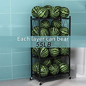 RUIJIAJU 3-Tier Foldable Standing Shelf Units Storage Rack,Metal Heavy Duty Storage Shelf with Wheels