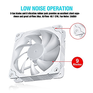 Vetroo 3-Pack Computer Case Fans 120mm Address RGB & PWM Cooling Fans High Performance with Controller Hub - White