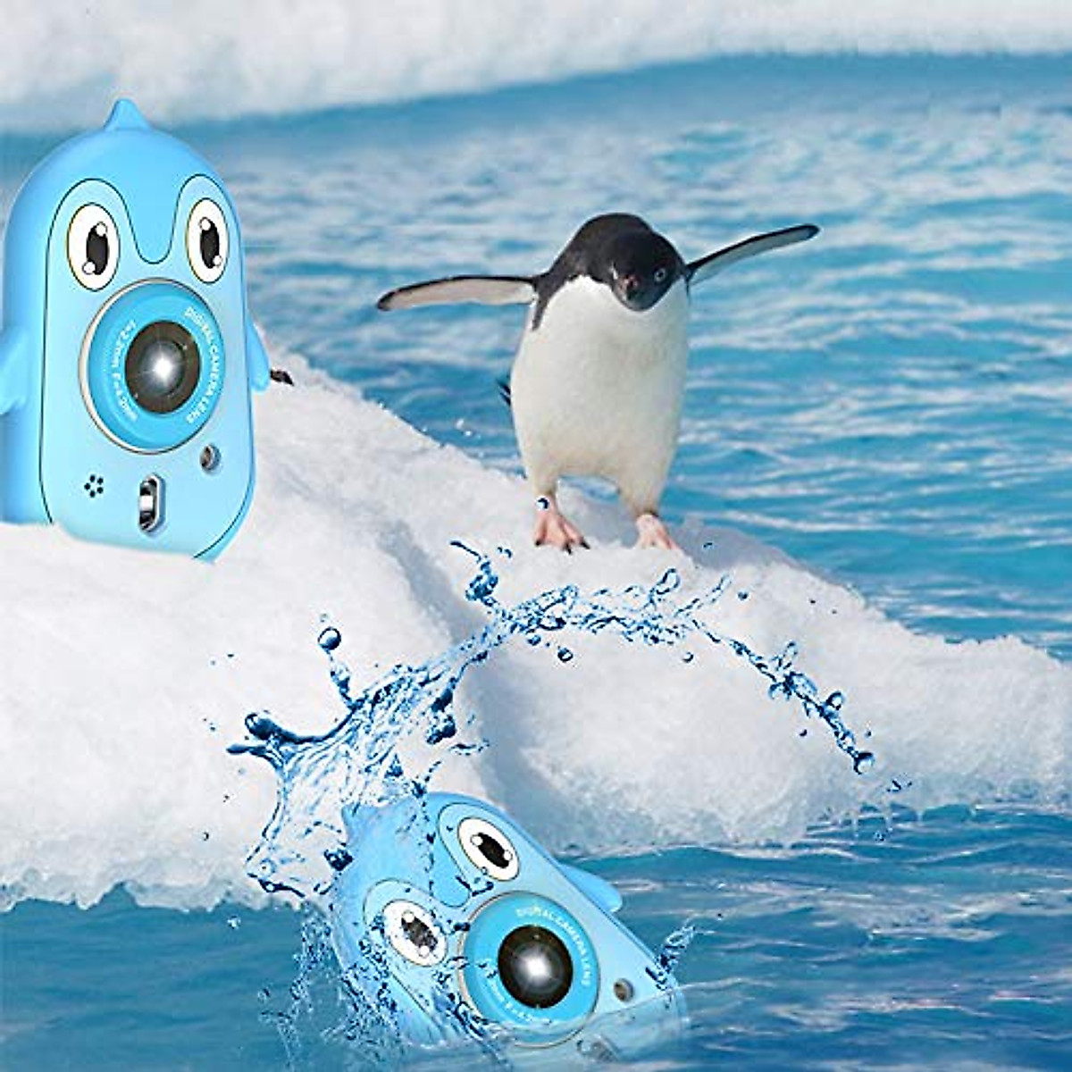 IPS Screen with Silicone Cover Cartoon Children Digital Camera, Children Camera, Portable for Boys Girls(Blue)