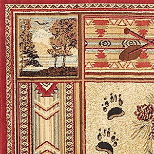 Mayberry Rug Woodlands Bear Rug, 5 ft 3 in x 7 ft 3 in, Red