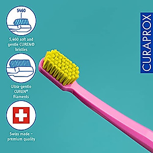 Curaprox CS 5460 Toothbrush, Toothbrush Holder and Be You Toothpaste, Home Kit, Pink