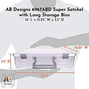 AB Designs 6967ABD Super Satchel with 9 Mixed Bins Inside Stackable Home Storage Organization Container, Clear with Sliver Latches and Handle, w/Long