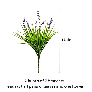 12 Bundles Artificial Plants Outdoor Fake Monkey Grass with Flowers for Pot Garden Verandah Decor for Window Garden Office Patio Hanging Planter Pathway Front Porch (Grass with Flowers)
