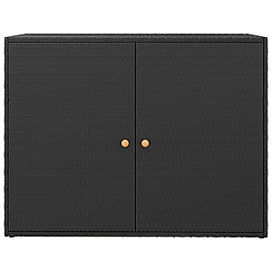 GOLINPEILO Outdoor Garden Storage Cabinet, Large Patio Storage Cabinet Garden Storage Container for Lawn Backyard, Black 39.4"x21.9"x31.5" Poly Rattan-B