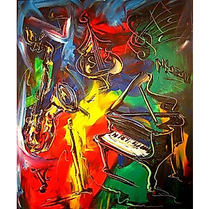 Large 24" Modern Abstract - Wall Decor Art - Original Oil Canvas Painting - Stretched Signed By Mark Kazav - Must Have!
