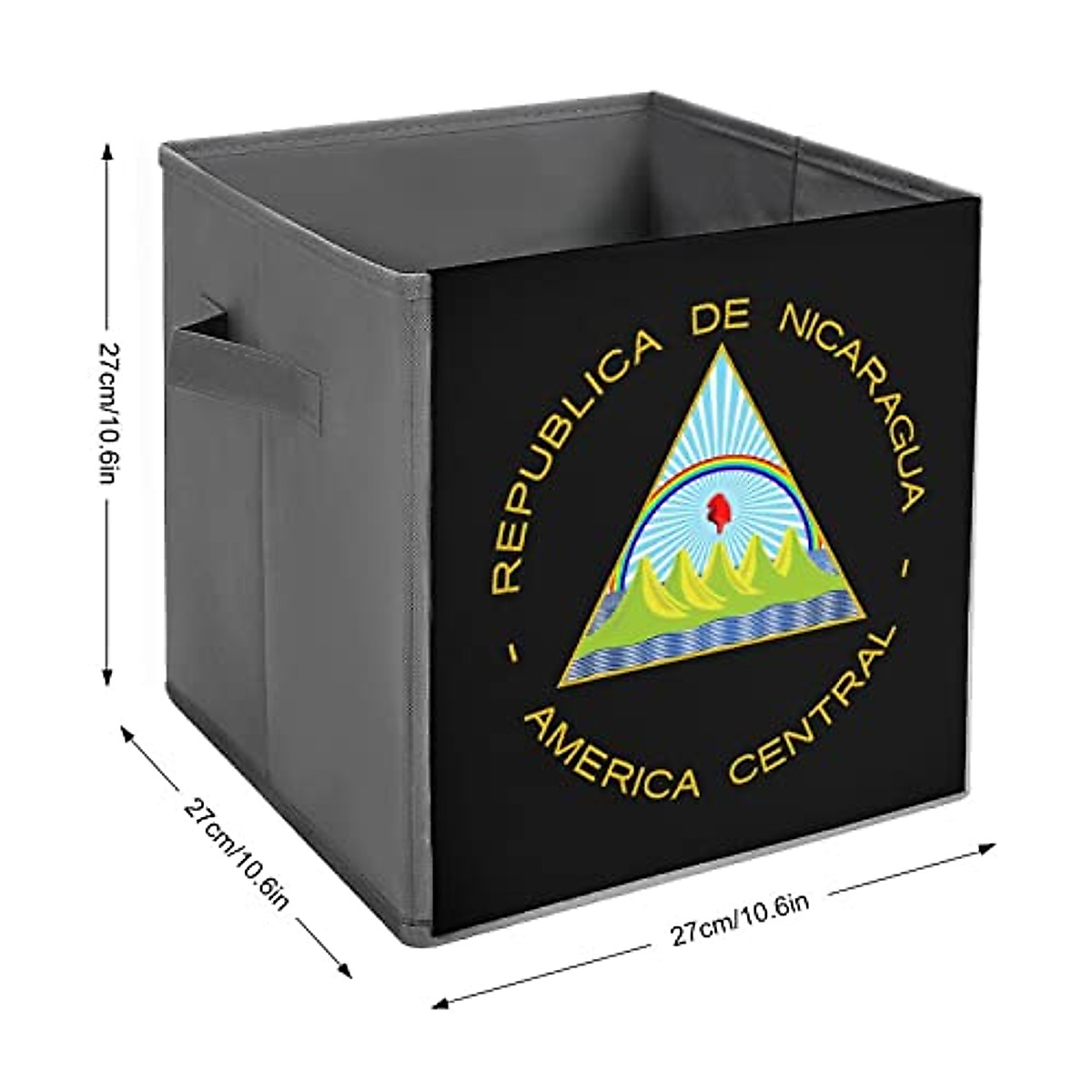 Nicaragua Flag Logo Foldable Storage Bins Printd Fabric Cube Baskets Boxes with Handles for Clothes Toys, 11x11x11