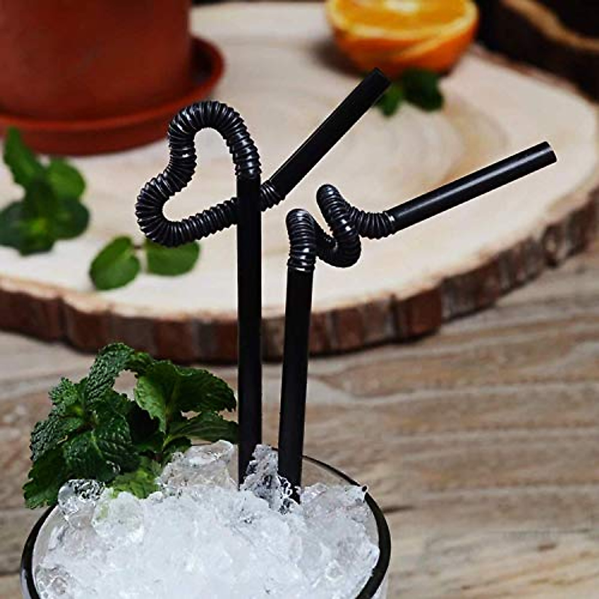 ALINK 500 Black Straws + 100 Extra Long Black Plastic Straws