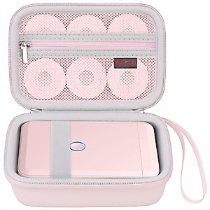 Elonbo Carrying Case for NIIMBOT D110/ JADENS D110 Label Maker Machine, Portable Bluetooth Wireless Label Printer Travel Bag, Small Mini Thermal Sticker Printer Storage Holder, Pocket Fits Tape, Pink