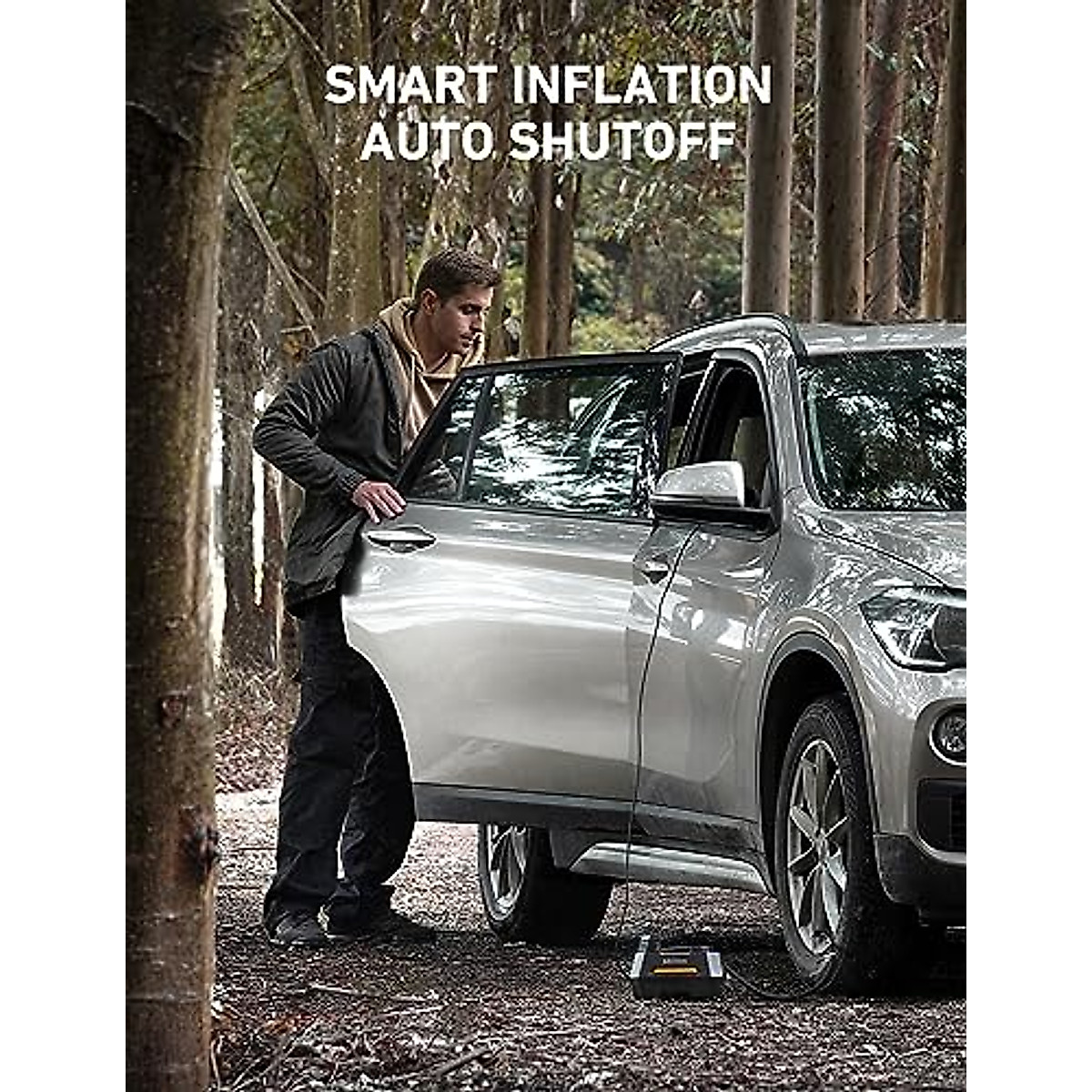 AstroAI Tire Inflator Portable Air Compressor Air Pump for Car Tires - Car Accessories, 12V DC Auto Pump with Digital Pressure Gauge, 100PSI with Emergency LED Light for Bicycle, Balloons