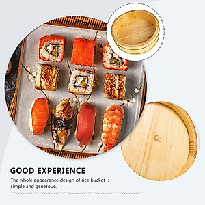 DOITOOL Sushi Box Wooden Sushi Rice Bowl Hangiri Sushi Rice Mixing Tub Wooden Sushi Barrel Japanese Sushi Rice Storage Bucket for Home Restaurant Wooden Bucket