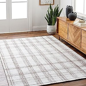 Surya Becki Owens x Sammy Handwoven Plaid Area Rug, 5' x 7'6", Silver