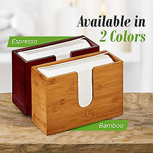 AdirHome Bamboo Paper Towel Dispenser 4.8" x 11.6" x 7.8" - Wall Mount or Countertop for Multifold Hand Napkins - Bathroom, Kitchen, Home or Commercial Use (Espresso)