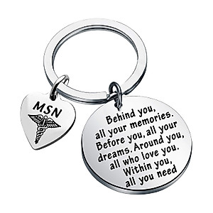 FEELMEM MSN Keychain MSN Graduation Gifts Behind You All Your Memories Before You All Your Dreams Keychain MSN Master of Science in Nursing Graduation Jewelry Gifts (MSN)