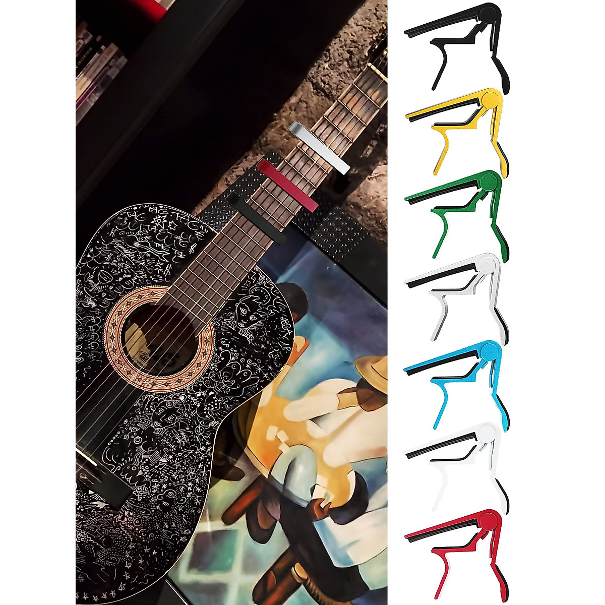 8 Pieces Guitar Capo Guitar Accessories Capo Aluminum Metal Universal Guitar Clamp Capo Electric Guitar Capo Clamp for Various Types Lightweight String Instrument