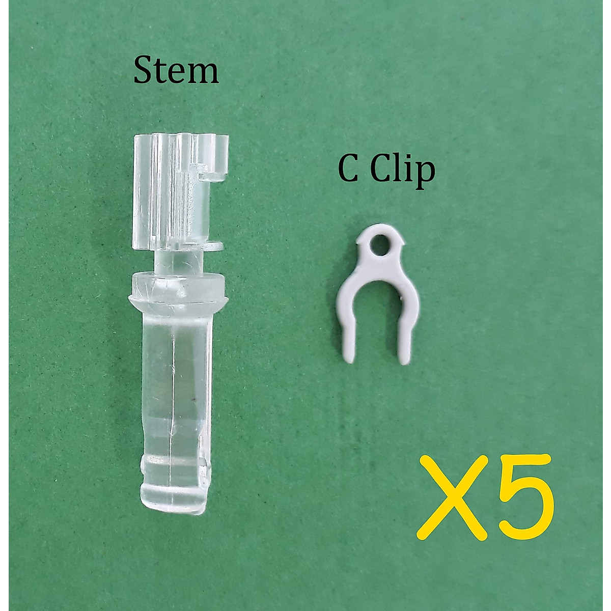 Blind Parts Vertical Blind Track Carrier Stem/Hook w/C Clips - No Carrier (5)