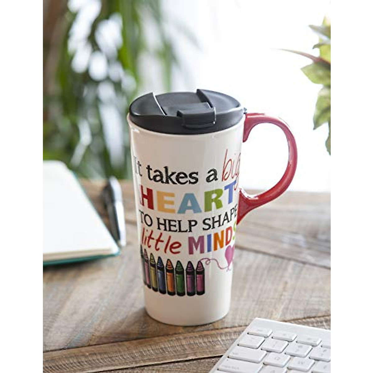 Cypress Home It Takes A Big Heart To Help Shape Little Minds 17 OZ DoubleWall Insulated Travel Mug Teacher Appreciation Gift 3.5 x 5.25 x 7 inches
