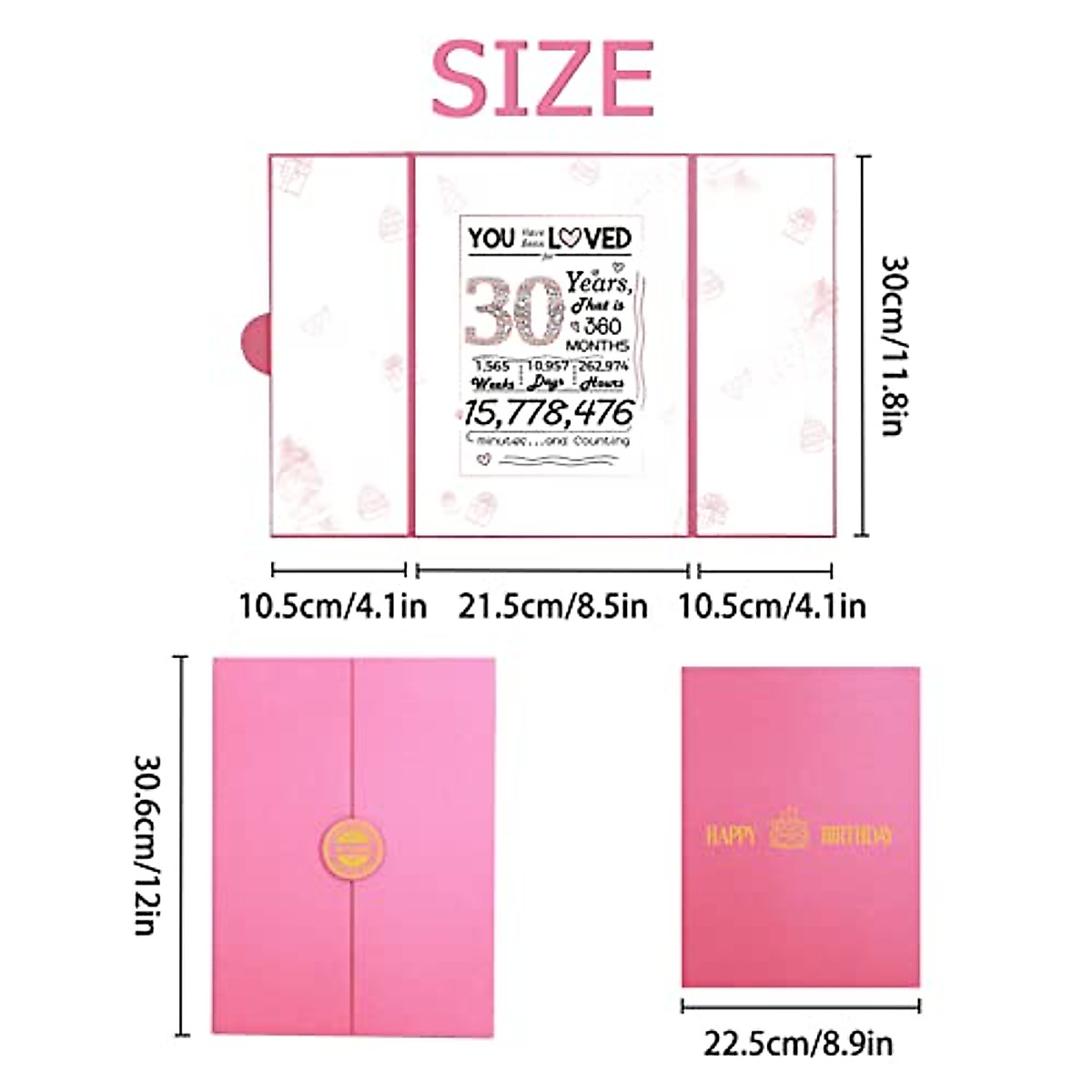 Vlipoeasn Happy 30th Birthday Guest Book Alternative Signature Congrats Certificate, Rose Gold 30th Birthday Decorations for Women, 30th Birthday Party Supplies, 30 Years Old Birthday Gifts for Her