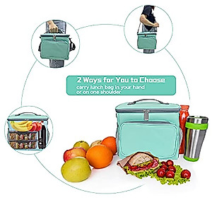 10L Lunch Bag - Insulated Lunch Bag for Men & Women, Adult Lunch Boxes for Men Heavy Duty with Adjustable Shoulder Strap, Reusable Fleakproof Lunch Box for Office School Picnic Beach (green)