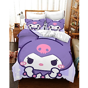 EIANLAI 3D Digital Printing Cute Bunny Cartoon Theme Duvet Cover Microfiber Duvet Cover with Hidden Zipper for Kids, Boys and Girls Bedding (1 Duvet Cover and 2 Pillowcases)-Twin