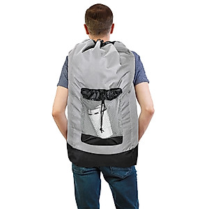 Panelee 2 Pcs Mesh Shower Caddy Laundry Backpack Large Laundry Bag Mesh Shower Bag with 8 Pockets Portable Laundry Travel Bags Tote for College Room Bathroom Shower Essentials Storage (Black, Gray)